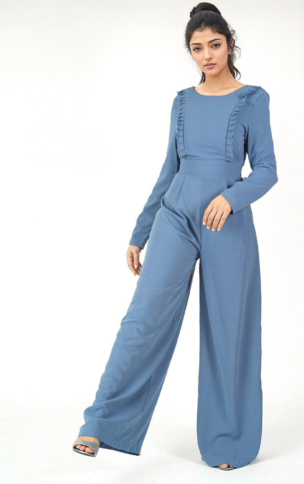 Dusty Blue Ruffles Modest Jumpsuit - Kabayare Fashion • Kabayare