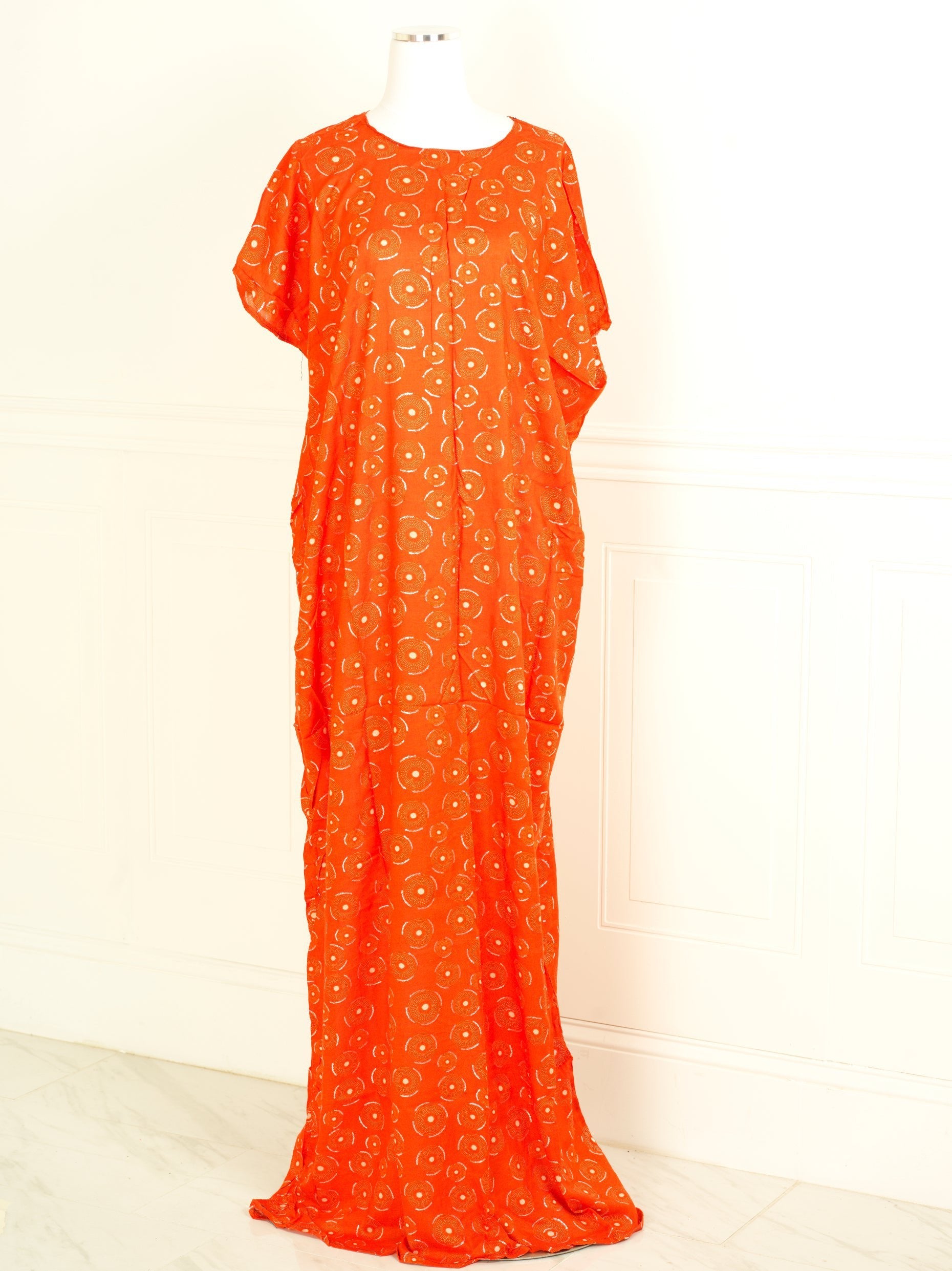 orange glitter floral print bati dress • Kabayare